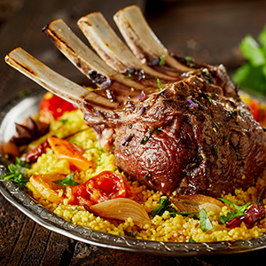 Basil Marinated Rack of Lamb with Veggie Couscous